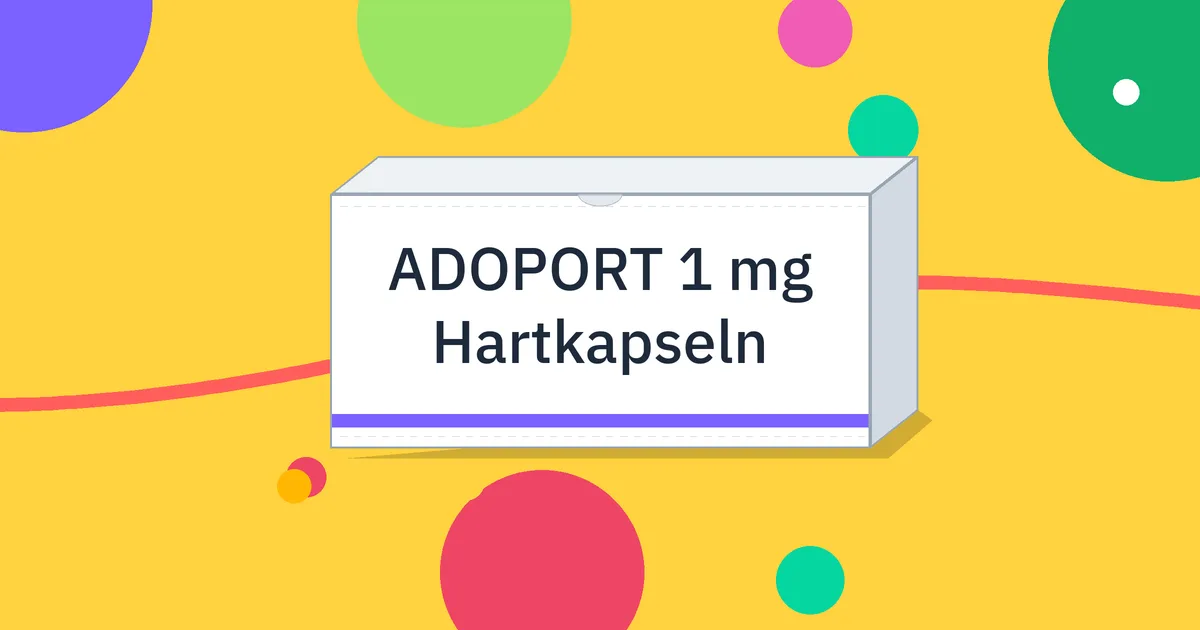 Symbolbild: Packung mit der Aufschrift ADOPORT 1 mg Hartkapseln (PZN 17505201) – Verfügbarkeit und Bezug in Apotheken in Frankfurt am Main