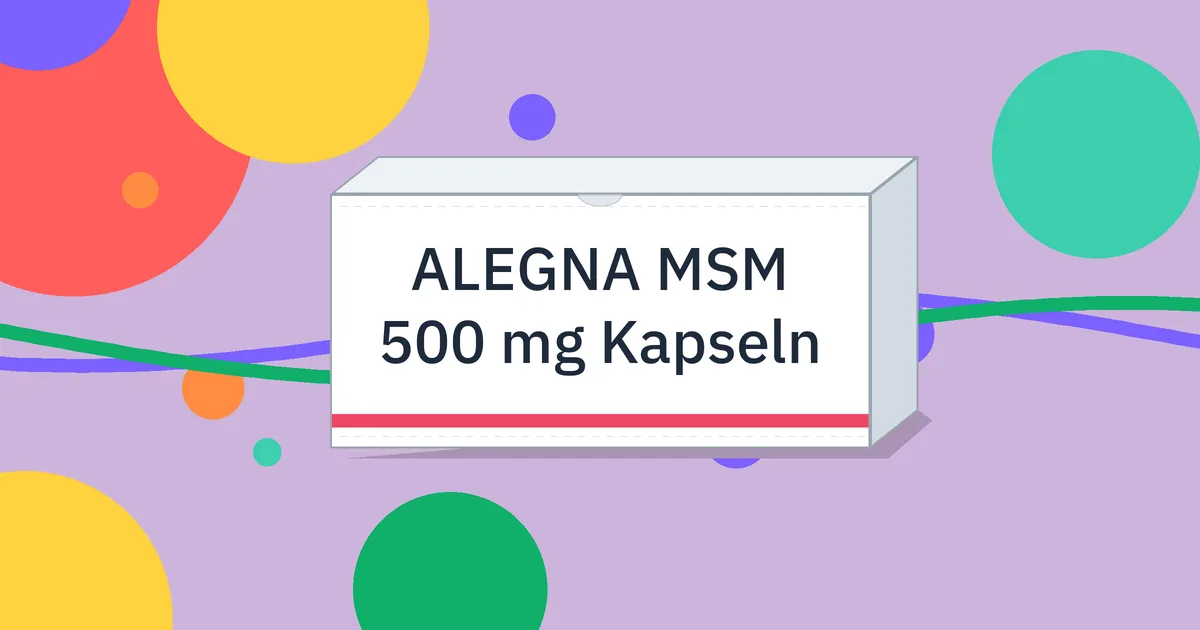 Symbolbild: Packung mit der Aufschrift ALEGNA MSM 500 mg Kapseln (PZN 16242679) – Verfügbarkeit und Bezug in Apotheken in Frankfurt am Main