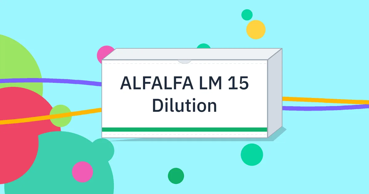 Symbolbild: Packung mit der Aufschrift ALFALFA LM 15 Dilution (PZN 13310191) – Verfügbarkeit und Bezug in Apotheken in Frankfurt am Main