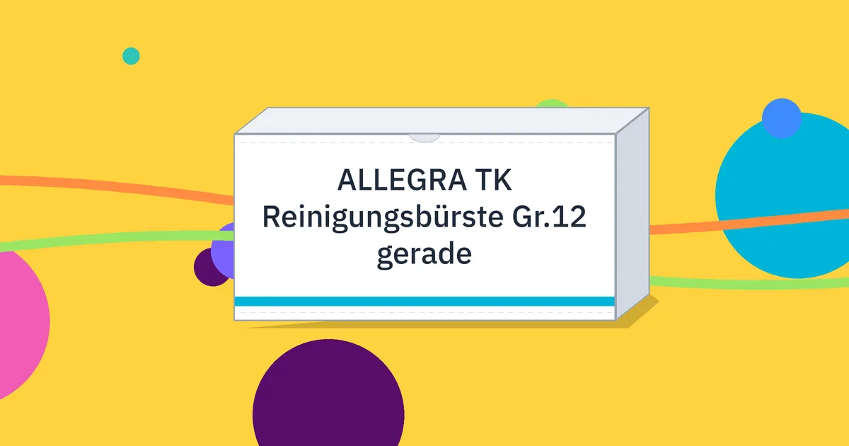 Symbolbild: Packung mit der Aufschrift ALLEGRA TK Reinigungsbürste Gr.12 gerade (PZN 18092735) – Verfügbarkeit und Bezug in Apotheken in Frankfurt am Main