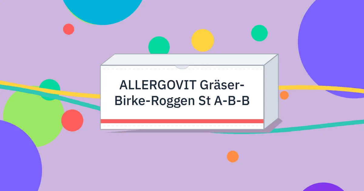 Symbolbild: Packung mit der Aufschrift ALLERGOVIT Gräser-Birke-Roggen St A-B-B (PZN 13167517) – Verfügbarkeit und Bezug in Apotheken in Frankfurt am Main