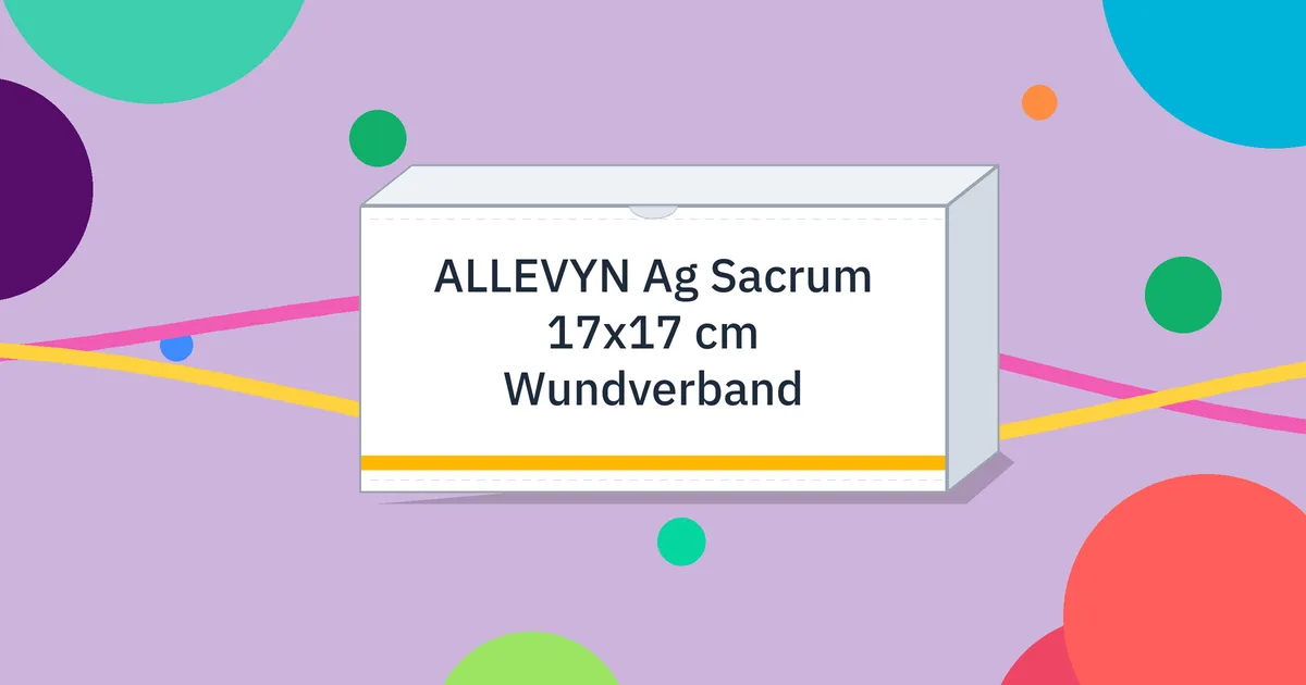 Symbolbild: Packung mit der Aufschrift ALLEVYN Ag Sacrum 17x17 cm Wundverband (PZN 18051268) – Verfügbarkeit und Bezug in Apotheken in Frankfurt am Main