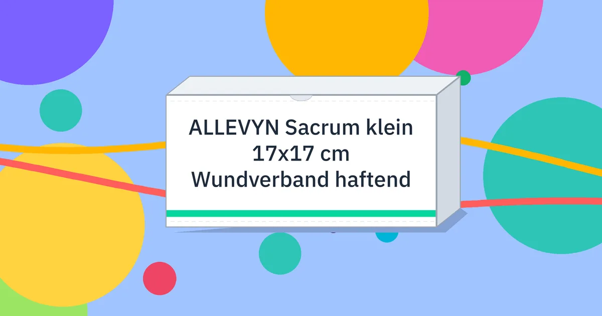Symbolbild: Packung mit der Aufschrift ALLEVYN Sacrum klein 17x17 cm Wundverband haftend (PZN 17380797) – Verfügbarkeit und Bezug in Apotheken in Frankfurt am Main