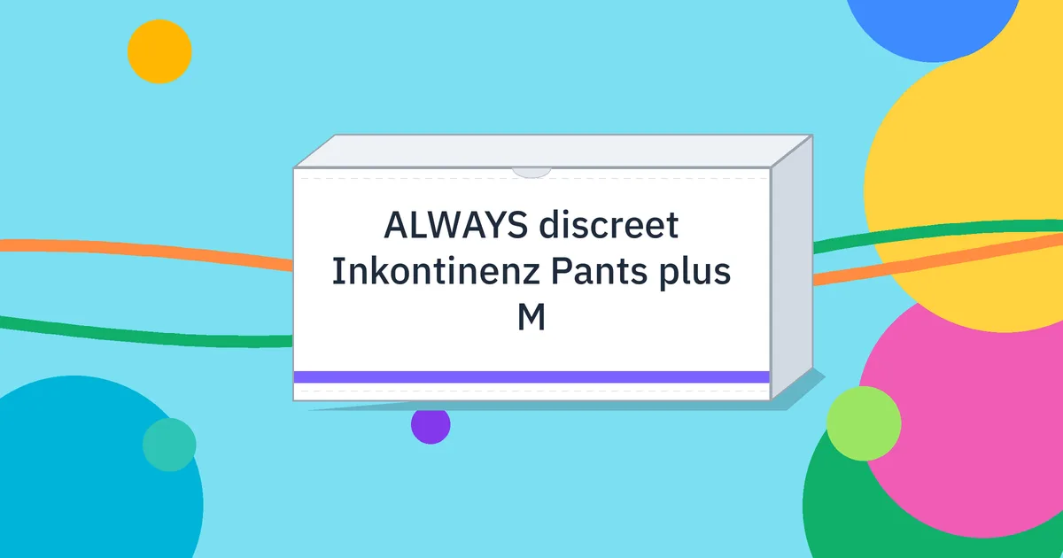Symbolbild: Packung mit der Aufschrift ALWAYS discreet Inkontinenz Pants plus M (PZN 19224937) – Verfügbarkeit und Bezug in Apotheken in Frankfurt am Main
