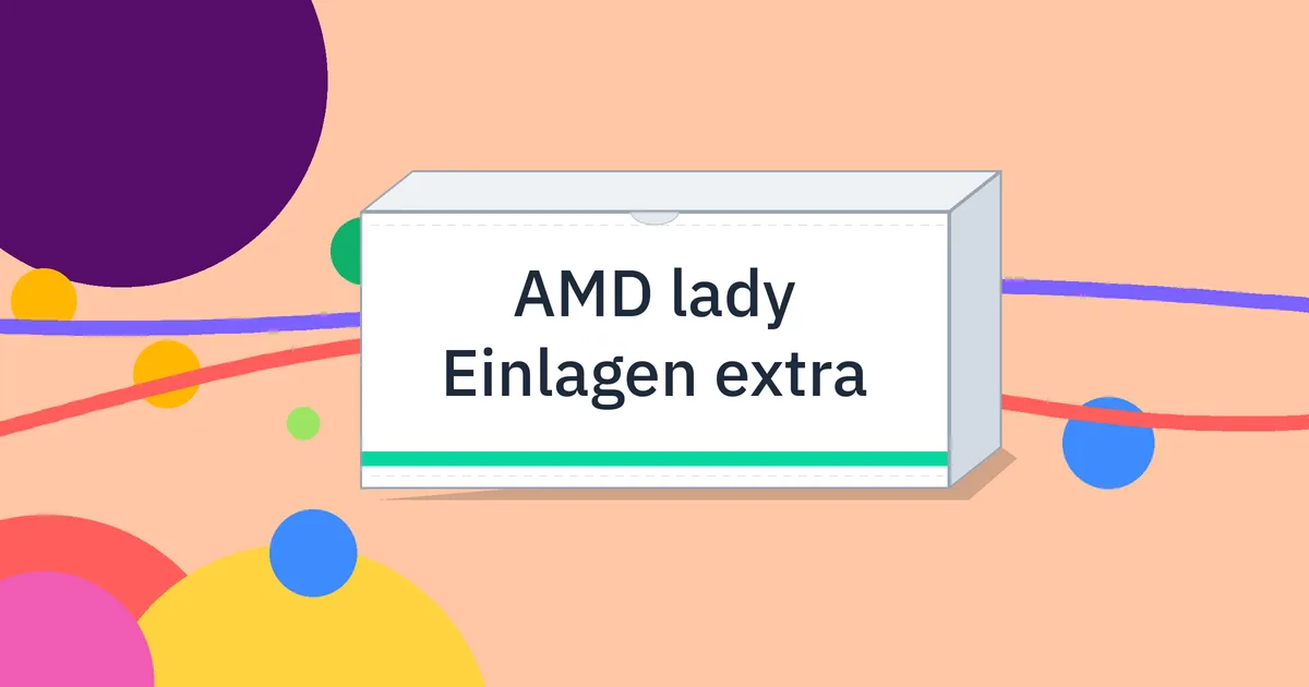 Symbolbild: Packung mit der Aufschrift AMD lady Einlagen extra (PZN 14361121) – Verfügbarkeit und Bezug in Apotheken in Frankfurt am Main