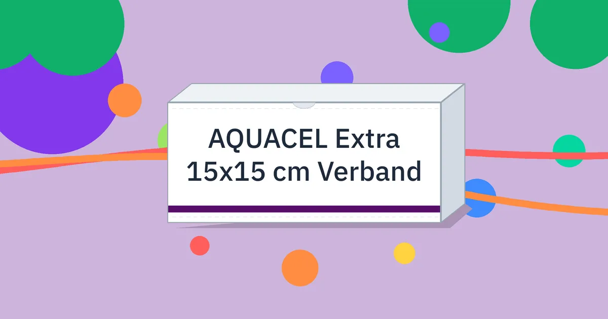 Symbolbild: Packung mit der Aufschrift AQUACEL Extra 15x15 cm Verband (PZN 09935442) – Verfügbarkeit und Bezug in Apotheken in Frankfurt am Main