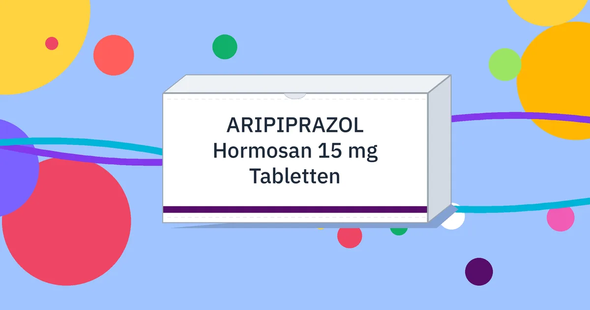 Symbolbild: Packung mit der Aufschrift ARIPIPRAZOL Hormosan 15 mg Tabletten (PZN 10754355) – Verfügbarkeit und Bezug in Apotheken in Frankfurt am Main