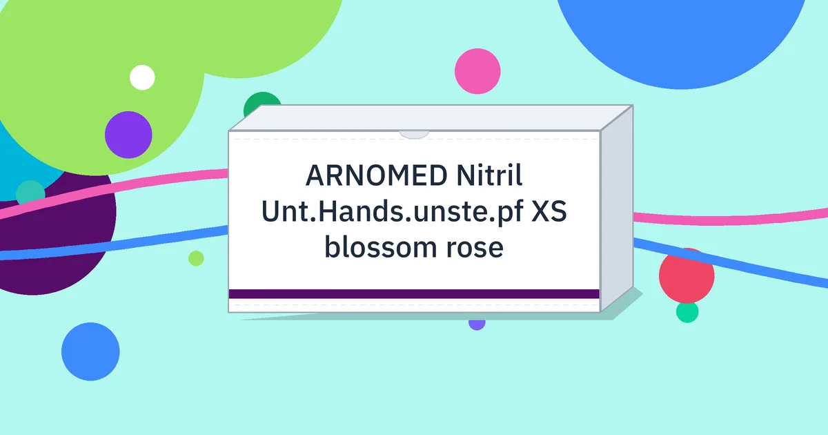 Symbolbild: Packung mit der Aufschrift ARNOMED Nitril Unt.Hands.unste.pf XS blossom rose (PZN 18136846) – Verfügbarkeit und Bezug in Apotheken in Frankfurt am Main