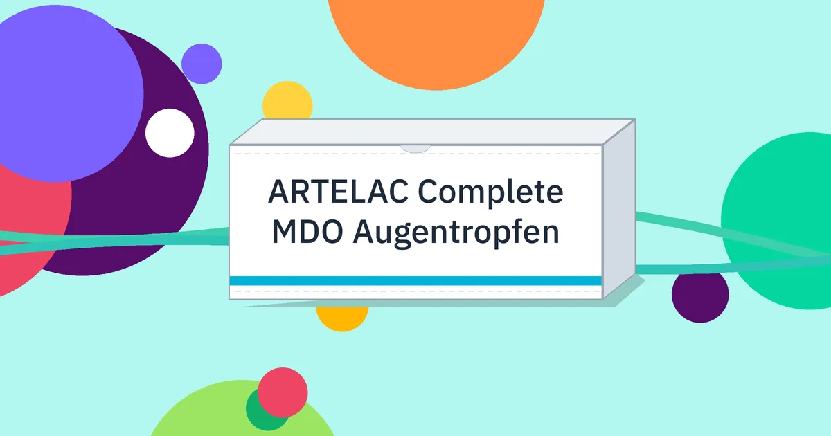Symbolbild: Packung mit der Aufschrift ARTELAC Complete MDO Augentropfen (PZN 19886124) – Verfügbarkeit und Bezug in Apotheken in Frankfurt am Main