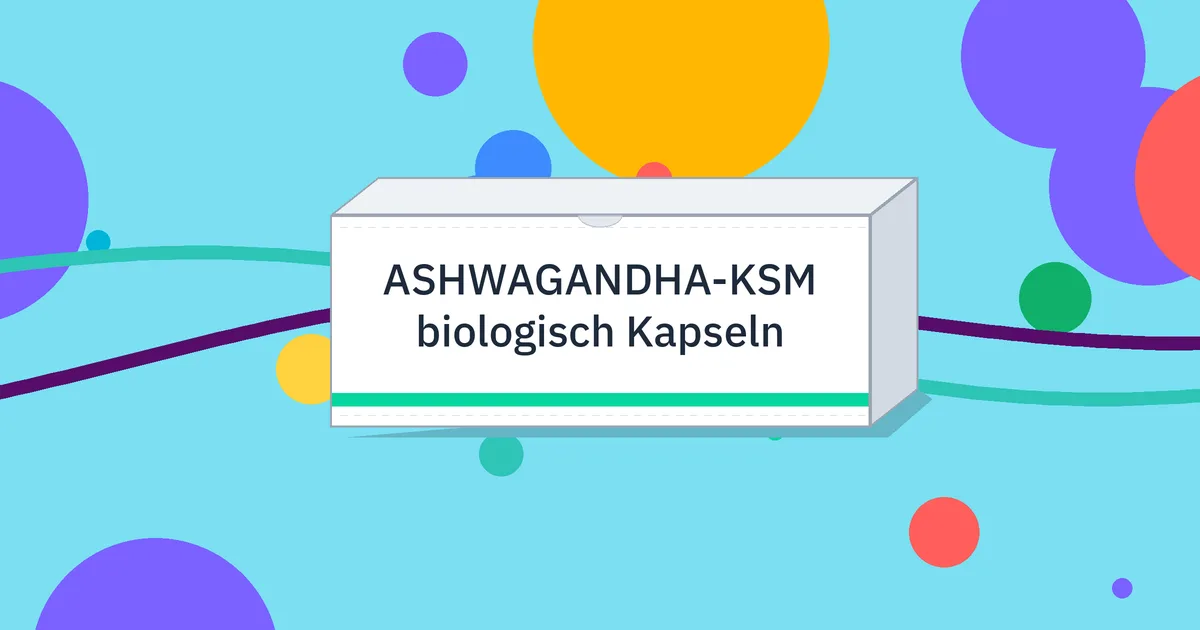 Symbolbild: Packung mit der Aufschrift ASHWAGANDHA-KSM biologisch Kapseln (PZN 17964908) – Verfügbarkeit und Bezug in Apotheken in Frankfurt am Main