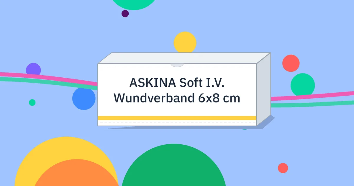 Symbolbild: Packung mit der Aufschrift ASKINA Soft I.V. Wundverband 6x8 cm (PZN 00427738) – Verfügbarkeit und Bezug in Apotheken in Frankfurt am Main