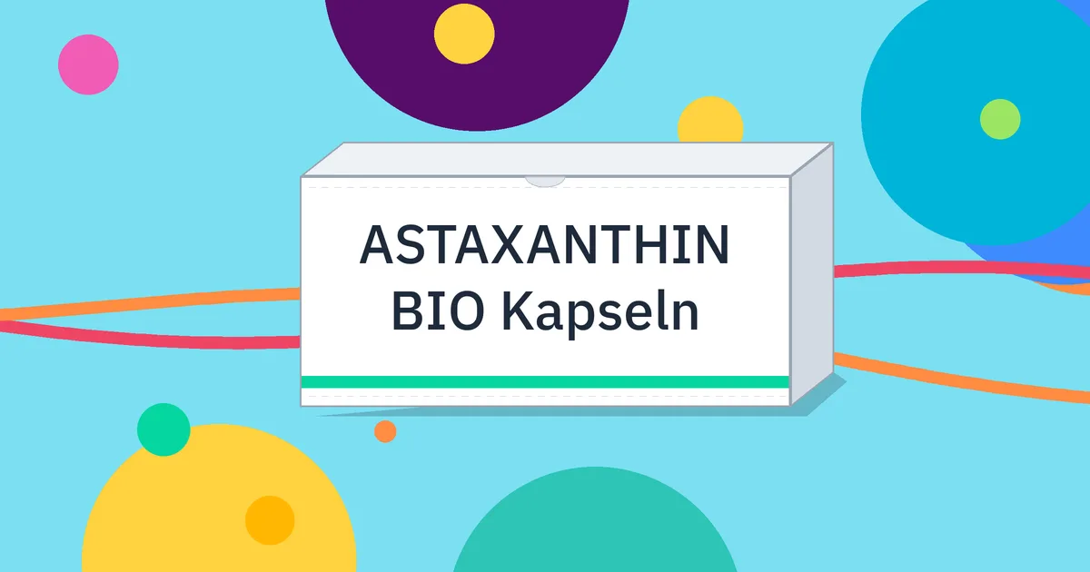 Symbolbild: Packung mit der Aufschrift ASTAXANTHIN BIO Kapseln (PZN 19551062) – Verfügbarkeit und Bezug in Apotheken in Frankfurt am Main