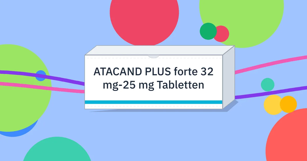 Symbolbild: Packung mit der Aufschrift ATACAND PLUS forte 32 mg-25 mg Tabletten (PZN 05108452) – Verfügbarkeit und Bezug in Apotheken in Frankfurt am Main