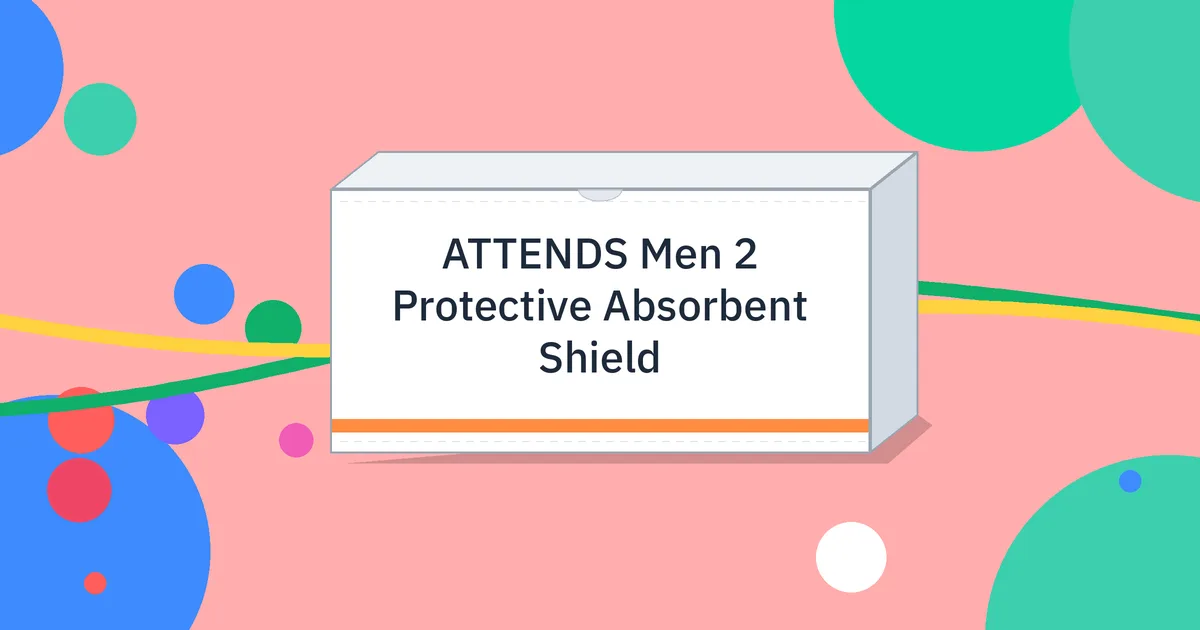 Symbolbild: Packung mit der Aufschrift ATTENDS Men 2 Protective Absorbent Shield (PZN 18377202) – Verfügbarkeit und Bezug in Apotheken in Frankfurt am Main