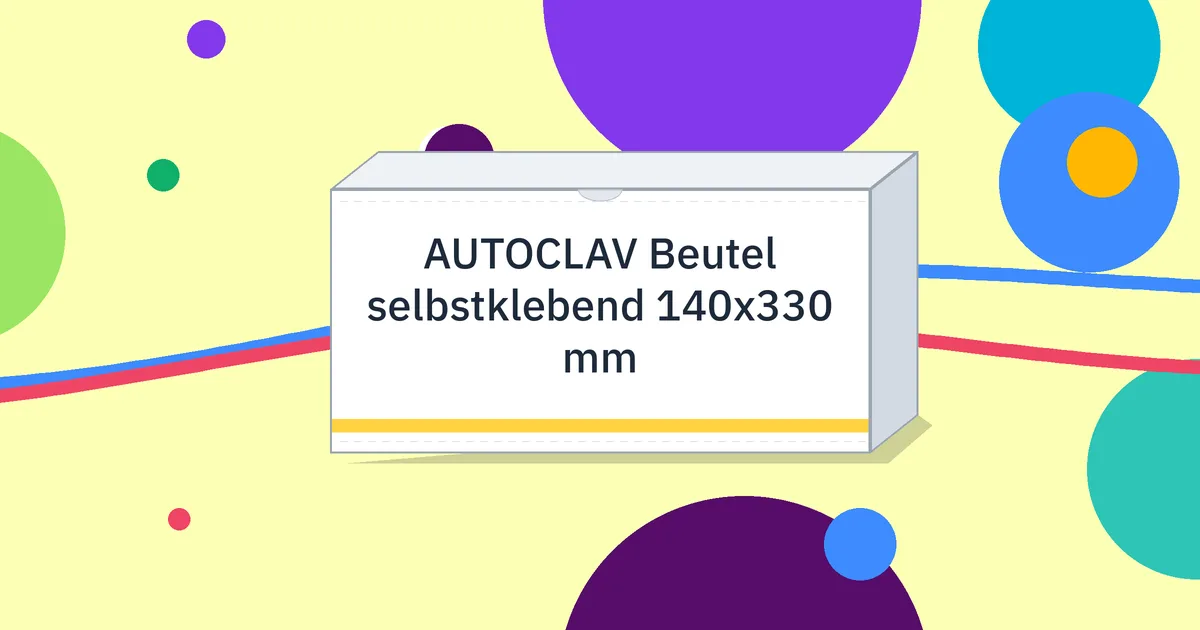 Symbolbild: Packung mit der Aufschrift AUTOCLAV Beutel selbstklebend 140x330 mm (PZN 16033734) – Verfügbarkeit und Bezug in Apotheken in Frankfurt am Main
