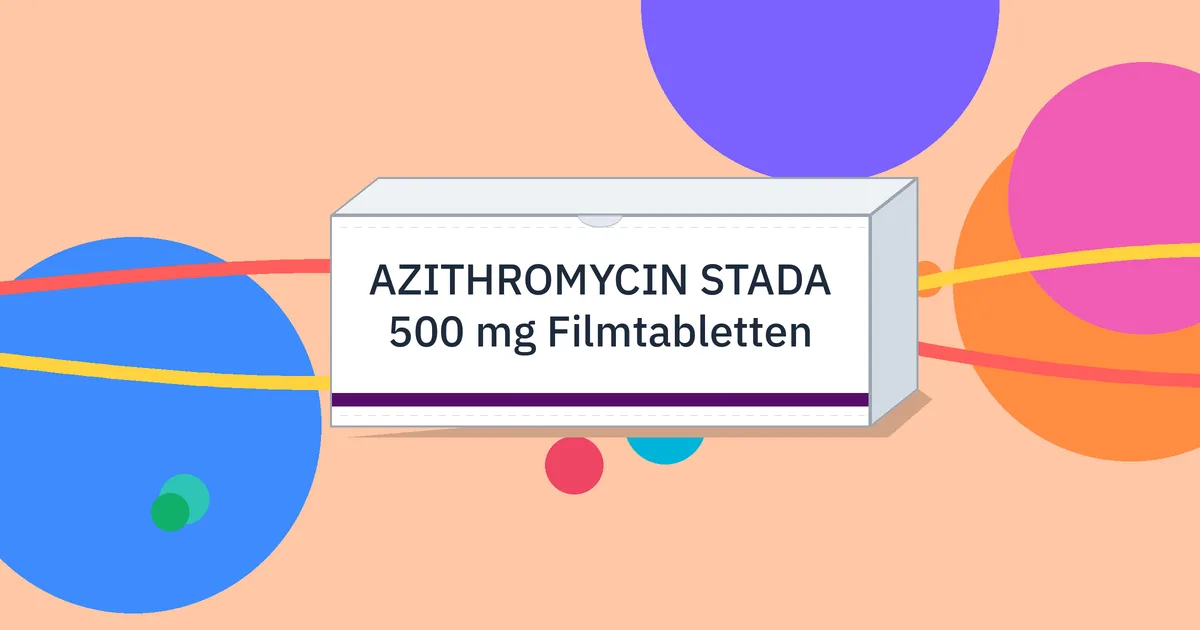 Symbolbild: Packung mit der Aufschrift AZITHROMYCIN STADA 500 mg Filmtabletten (PZN 04550424) – Verfügbarkeit und Bezug in Apotheken in Frankfurt am Main