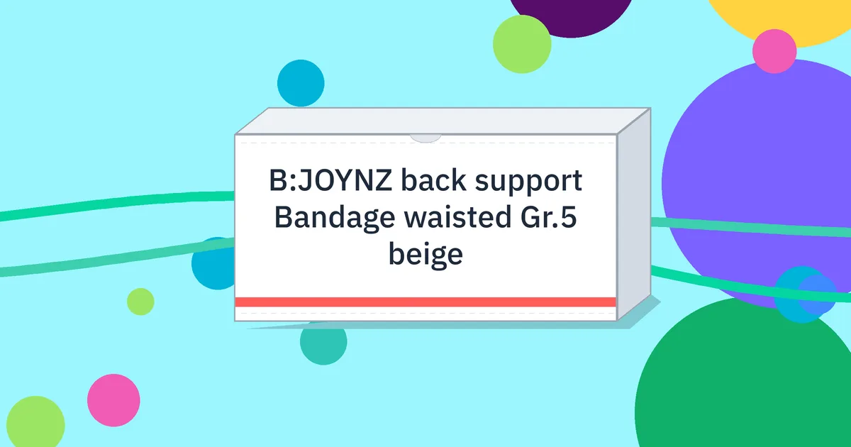 Symbolbild: Packung mit der Aufschrift B:JOYNZ back support Bandage waisted Gr.5 beige (PZN 20522060) – Verfügbarkeit und Bezug in Apotheken in Frankfurt am Main