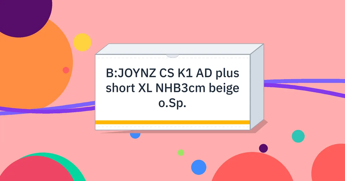 Symbolbild: Packung mit der Aufschrift B:JOYNZ CS K1 AD plus short XL NHB3cm beige o.Sp. (PZN 20526721) – Verfügbarkeit und Bezug in Apotheken in Frankfurt am Main