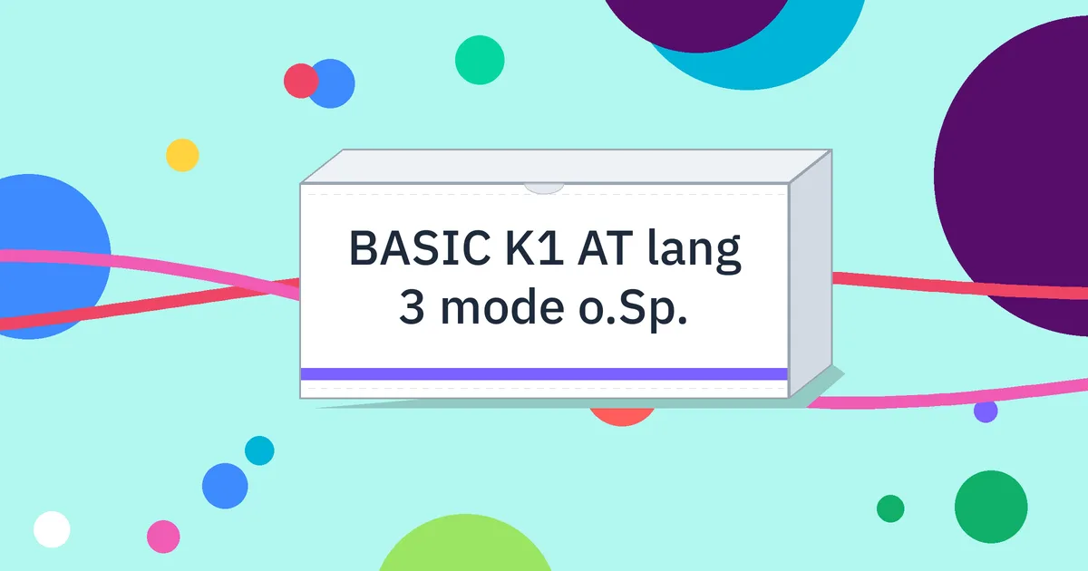 Symbolbild: Packung mit der Aufschrift BASIC K1 AT lang 3 mode o.Sp. (PZN 20262653) – Verfügbarkeit und Bezug in Apotheken in Frankfurt am Main
