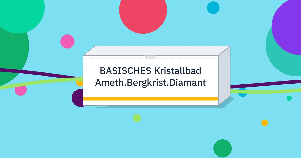 Symbolbild: Packung mit der Aufschrift BASISCHES Kristallbad Ameth.Bergkrist.Diamant (PZN 18297006) – Verfügbarkeit und Bezug in Apotheken in Frankfurt am Main