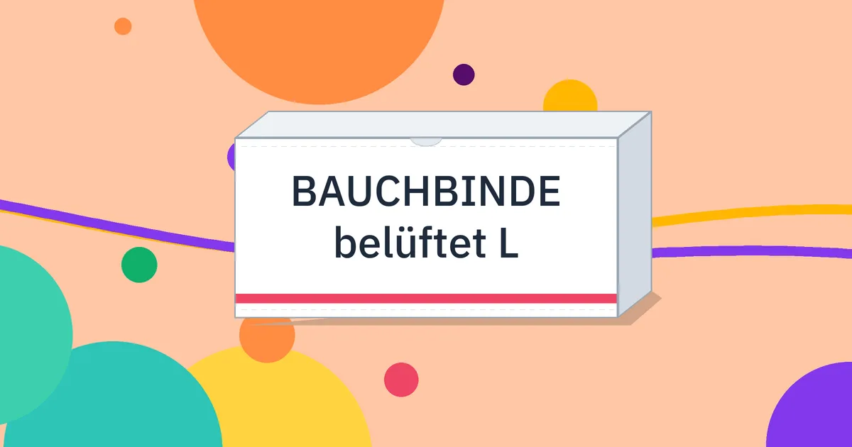 Symbolbild: Packung mit der Aufschrift BAUCHBINDE belüftet L (PZN 19070581) – Verfügbarkeit und Bezug in Apotheken in Frankfurt am Main