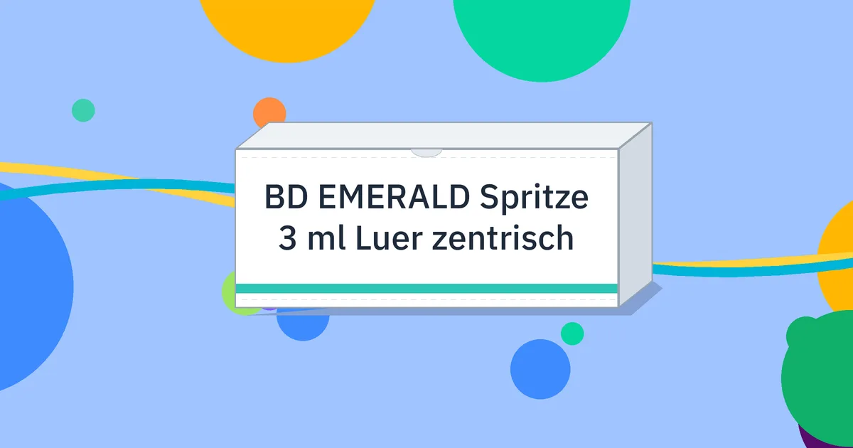Symbolbild: Packung mit der Aufschrift BD EMERALD Spritze 3 ml Luer zentrisch (PZN 18730236) – Verfügbarkeit und Bezug in Apotheken in Frankfurt am Main