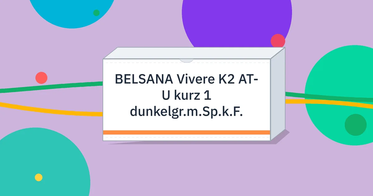 Symbolbild: Packung mit der Aufschrift BELSANA Vivere K2 AT-U kurz 1 dunkelgr.m.Sp.k.F. (PZN 12183069) – Verfügbarkeit und Bezug in Apotheken in Frankfurt am Main