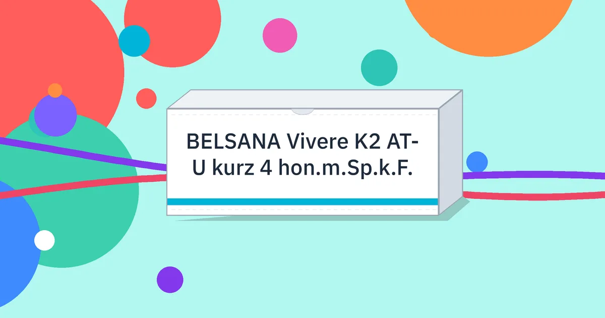 Symbolbild: Packung mit der Aufschrift BELSANA Vivere K2 AT-U kurz 4 hon.m.Sp.k.F. (PZN 08538868) – Verfügbarkeit und Bezug in Apotheken in Frankfurt am Main
