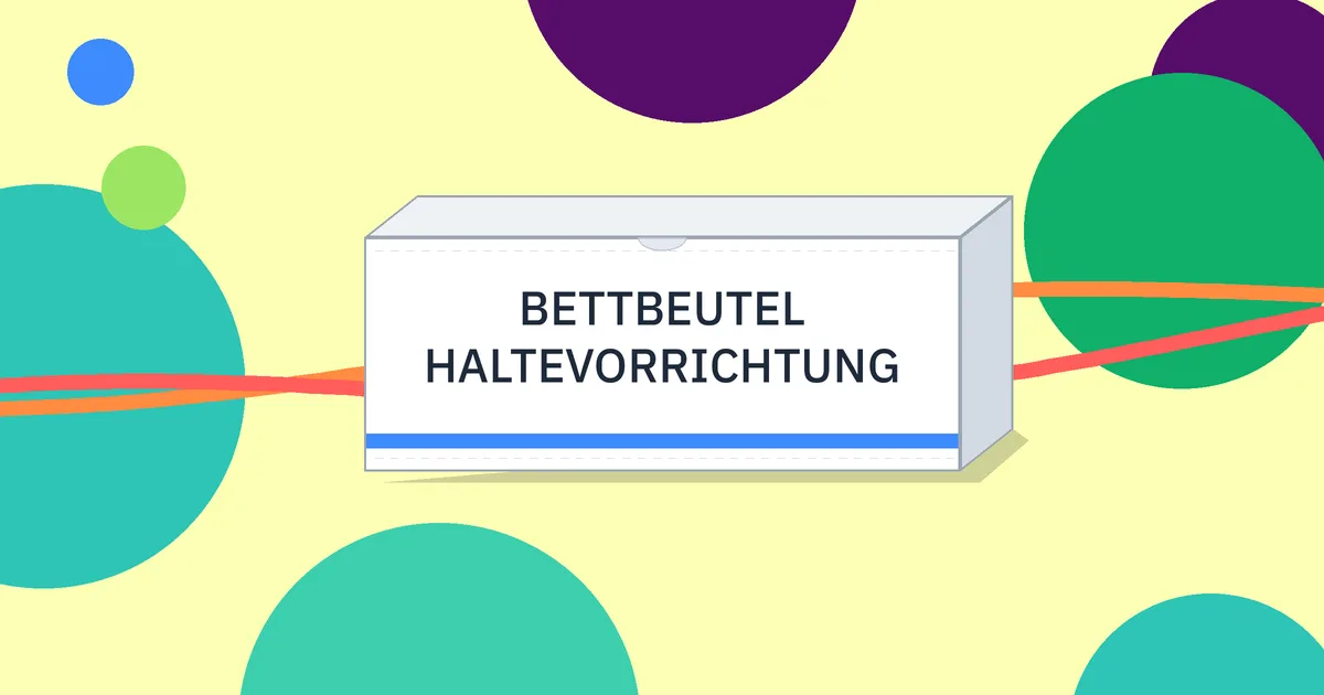 Symbolbild: Packung mit der Aufschrift BETTBEUTEL HALTEVORRICHTUNG (PZN 03055378) – Verfügbarkeit und Bezug in Apotheken in Frankfurt am Main