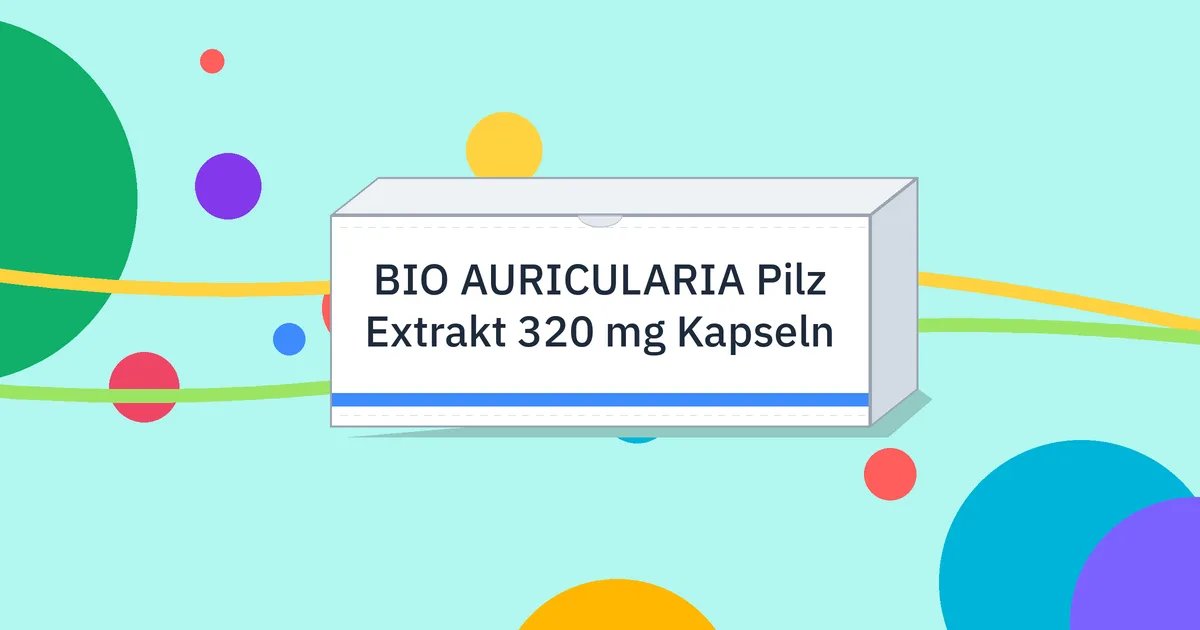 Symbolbild: Packung mit der Aufschrift BIO AURICULARIA Pilz Extrakt 320 mg Kapseln (PZN 09464474) – Verfügbarkeit und Bezug in Apotheken in Frankfurt am Main