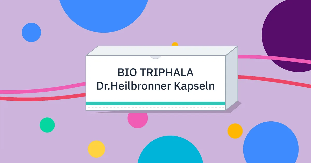 Symbolbild: Packung mit der Aufschrift BIO TRIPHALA Dr.Heilbronner Kapseln (PZN 18851299) – Verfügbarkeit und Bezug in Apotheken in Frankfurt am Main