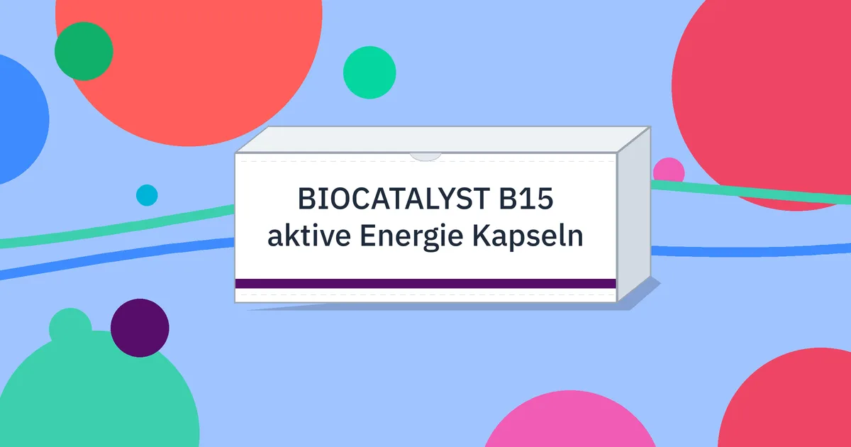 Symbolbild: Packung mit der Aufschrift BIOCATALYST B15 aktive Energie Kapseln (PZN 11674813) – Verfügbarkeit und Bezug in Apotheken in Frankfurt am Main