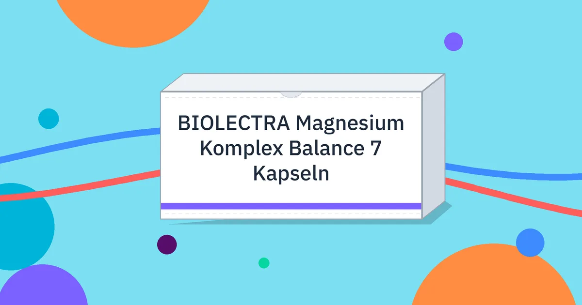 Symbolbild: Packung mit der Aufschrift BIOLECTRA Magnesium Komplex Balance 7 Kapseln (PZN 20300052) – Verfügbarkeit und Bezug in Apotheken in Frankfurt am Main