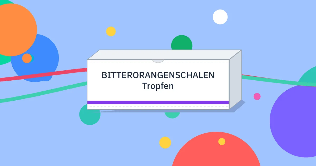 Symbolbild: Packung mit der Aufschrift BITTERORANGENSCHALEN Tropfen (PZN 11072965) – Verfügbarkeit und Bezug in Apotheken in Frankfurt am Main
