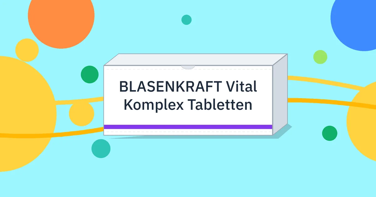 Symbolbild: Packung mit der Aufschrift BLASENKRAFT Vital Komplex Tabletten (PZN 16780721) – Verfügbarkeit und Bezug in Apotheken in Frankfurt am Main
