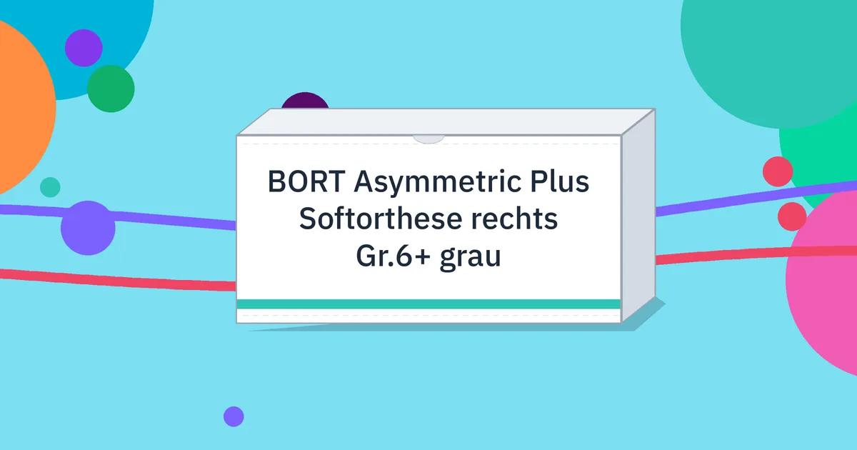 Symbolbild: Packung mit der Aufschrift BORT Asymmetric Plus Softorthese rechts Gr.6+ grau (PZN 20105391) – Verfügbarkeit und Bezug in Apotheken in Frankfurt am Main