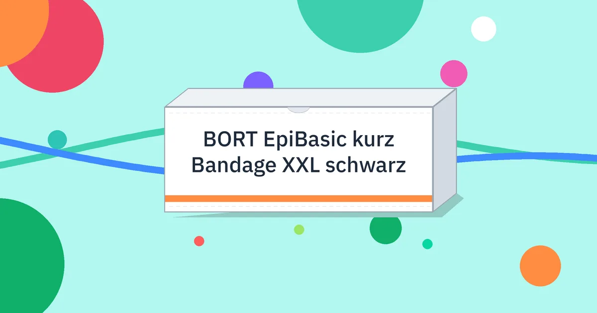 Symbolbild: Packung mit der Aufschrift BORT EpiBasic kurz Bandage XXL schwarz (PZN 15255935) – Verfügbarkeit und Bezug in Apotheken in Frankfurt am Main