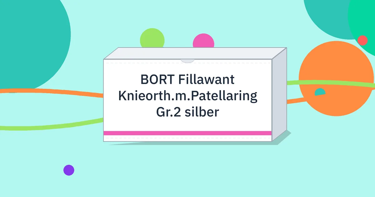 Symbolbild: Packung mit der Aufschrift BORT Fillawant Knieorth.m.Patellaring Gr.2 silber (PZN 16843634) – Verfügbarkeit und Bezug in Apotheken in Frankfurt am Main