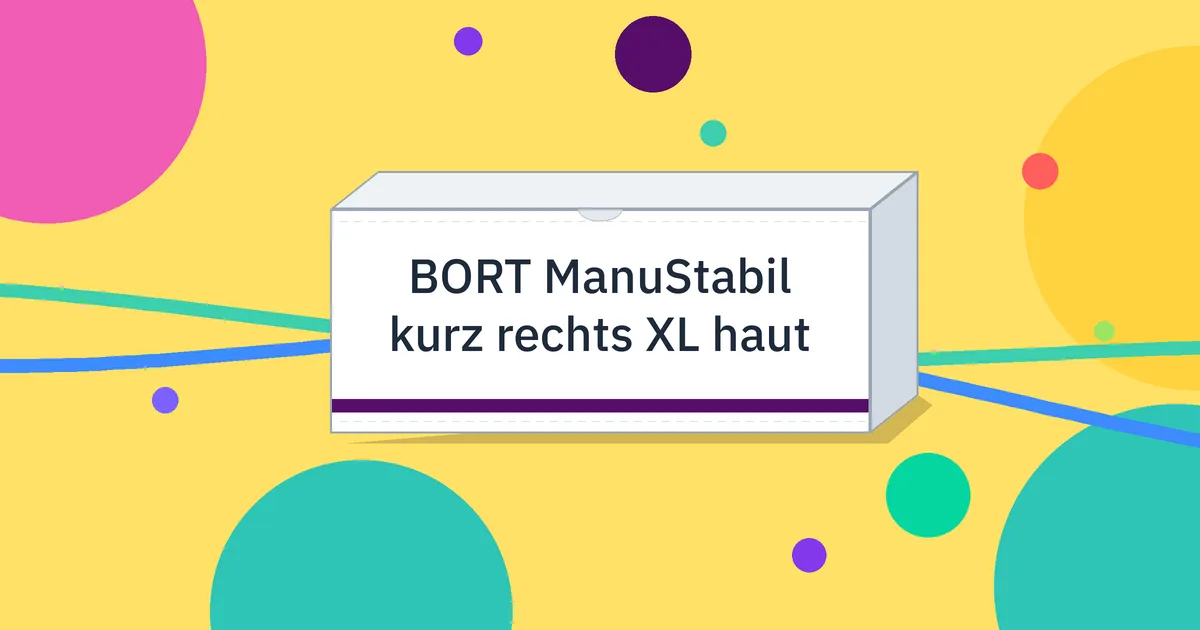 Symbolbild: Packung mit der Aufschrift BORT ManuStabil kurz rechts XL haut (PZN 04196135) – Verfügbarkeit und Bezug in Apotheken in Frankfurt am Main
