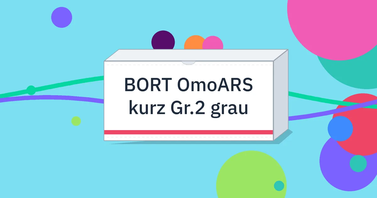 Symbolbild: Packung mit der Aufschrift BORT OmoARS kurz Gr.2 grau (PZN 16318158) – Verfügbarkeit und Bezug in Apotheken in Frankfurt am Main