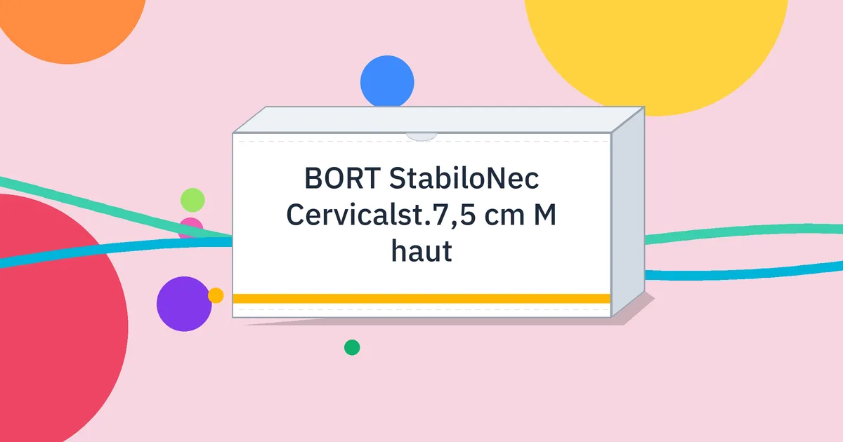 Symbolbild: Packung mit der Aufschrift BORT StabiloNec Cervicalst.7,5 cm M haut (PZN 08829117) – Verfügbarkeit und Bezug in Apotheken in Frankfurt am Main