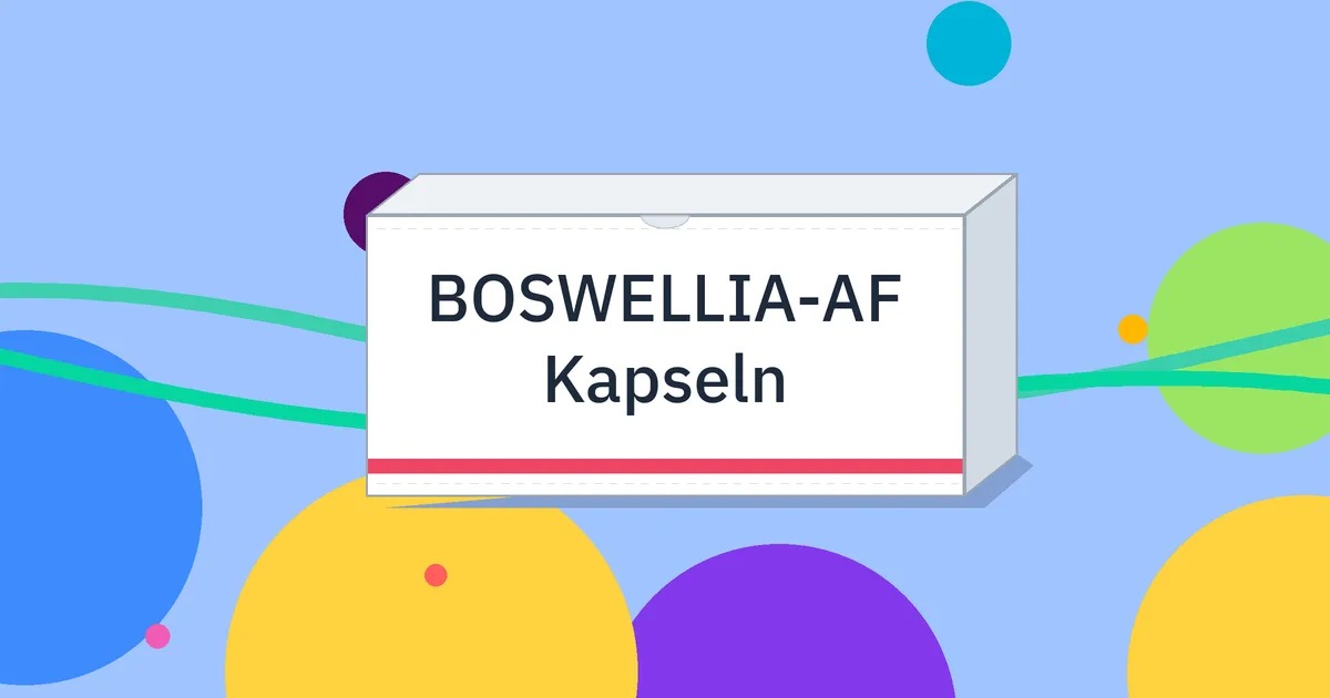 Symbolbild: Packung mit der Aufschrift BOSWELLIA-AF Kapseln (PZN 17964989) – Verfügbarkeit und Bezug in Apotheken in Frankfurt am Main