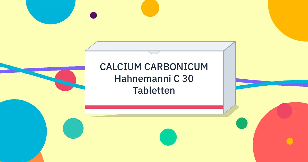 Symbolbild: Packung mit der Aufschrift CALCIUM CARBONICUM Hahnemanni C 30 Tabletten (PZN 04208884) – Verfügbarkeit und Bezug in Apotheken in Frankfurt am Main