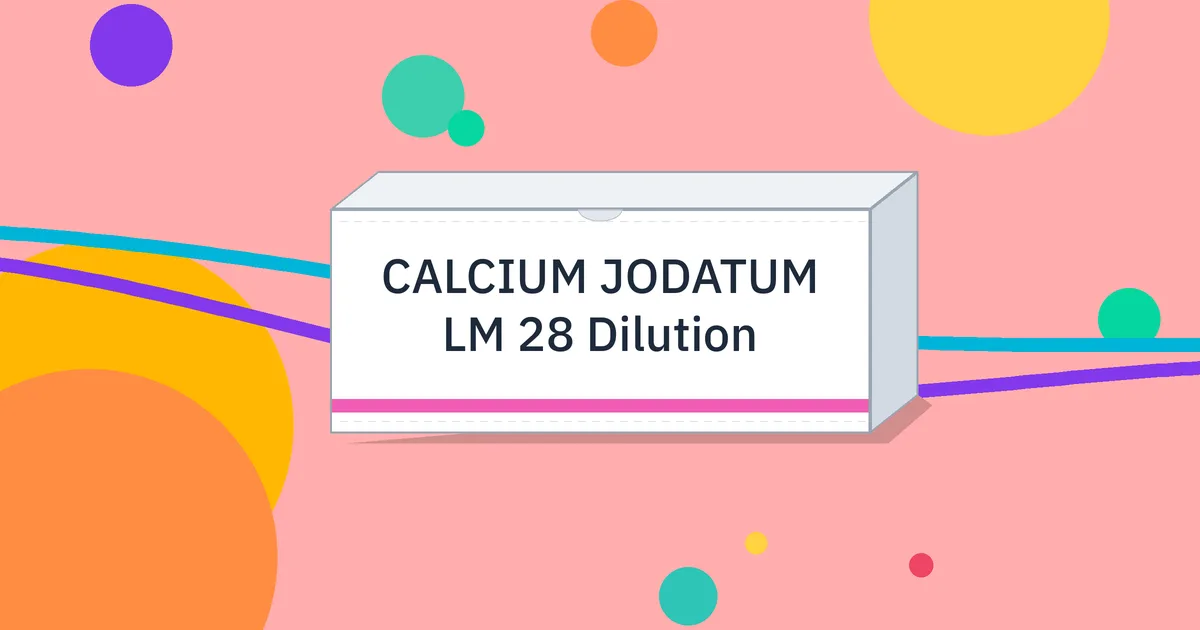 Symbolbild: Packung mit der Aufschrift CALCIUM JODATUM LM 28 Dilution (PZN 12804956) – Verfügbarkeit und Bezug in Apotheken in Frankfurt am Main