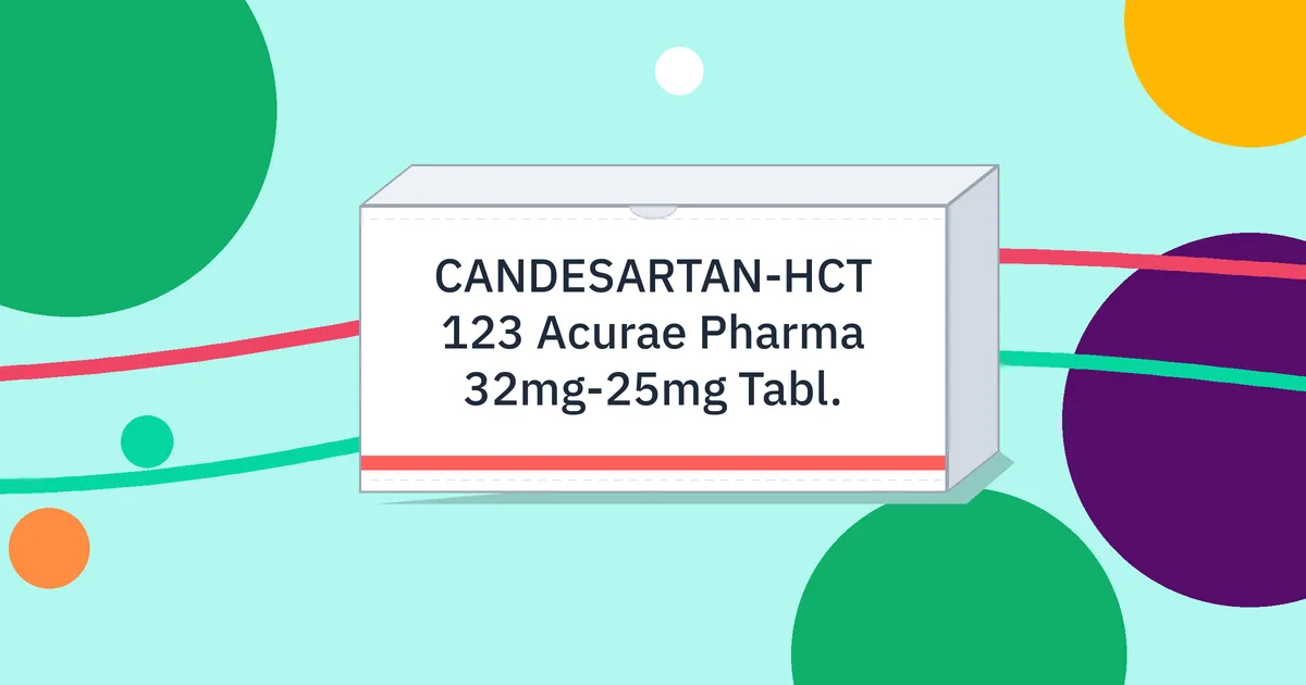 Symbolbild: Packung mit der Aufschrift CANDESARTAN-HCT 123 Acurae Pharma 32mg-25mg Tabl. (PZN 19835500) – Verfügbarkeit und Bezug in Apotheken in Frankfurt am Main
