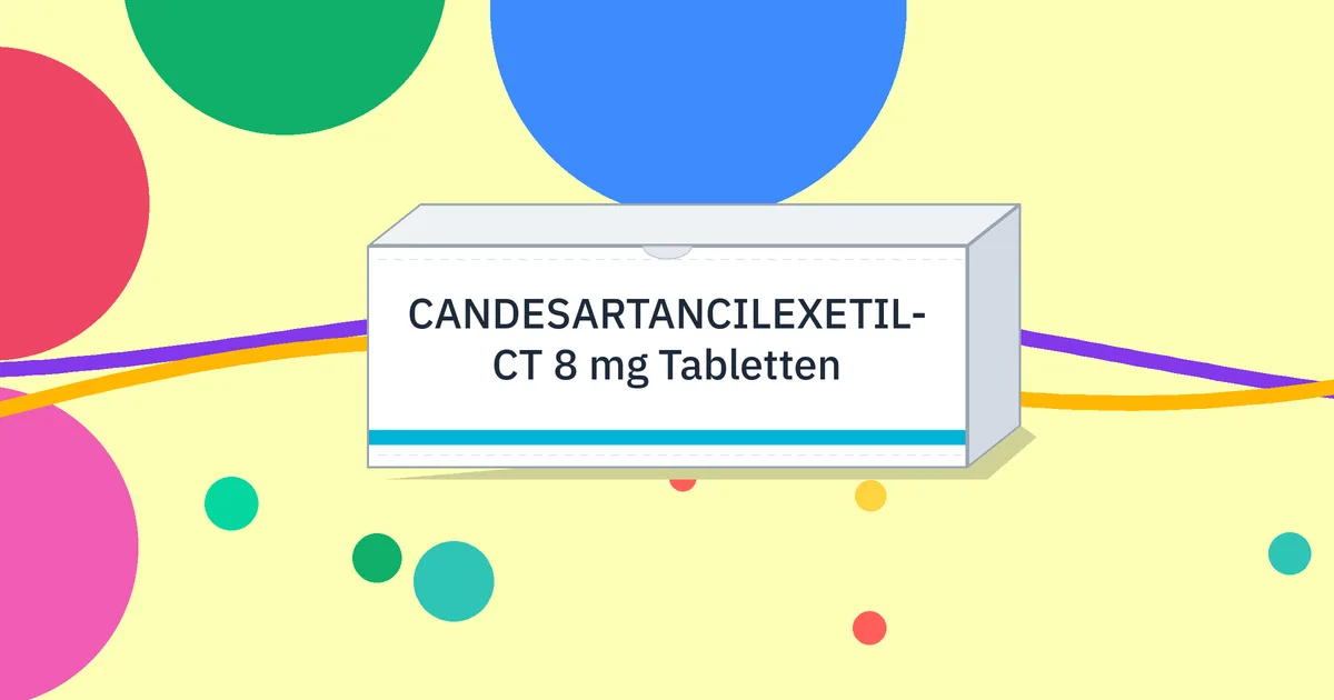 Symbolbild: Packung mit der Aufschrift CANDESARTANCILEXETIL-CT 8 mg Tabletten (PZN 09066182) – Verfügbarkeit und Bezug in Apotheken in Frankfurt am Main