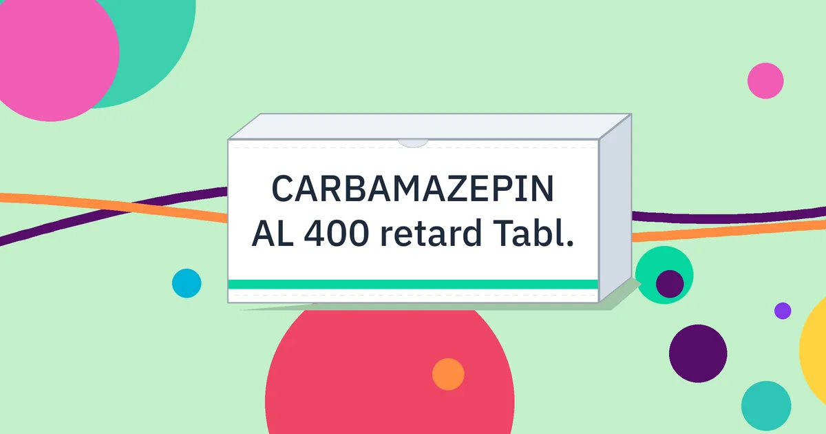 Symbolbild: Packung mit der Aufschrift CARBAMAZEPIN AL 400 retard Tabl. (PZN 00958312) – Verfügbarkeit und Bezug in Apotheken in Frankfurt am Main