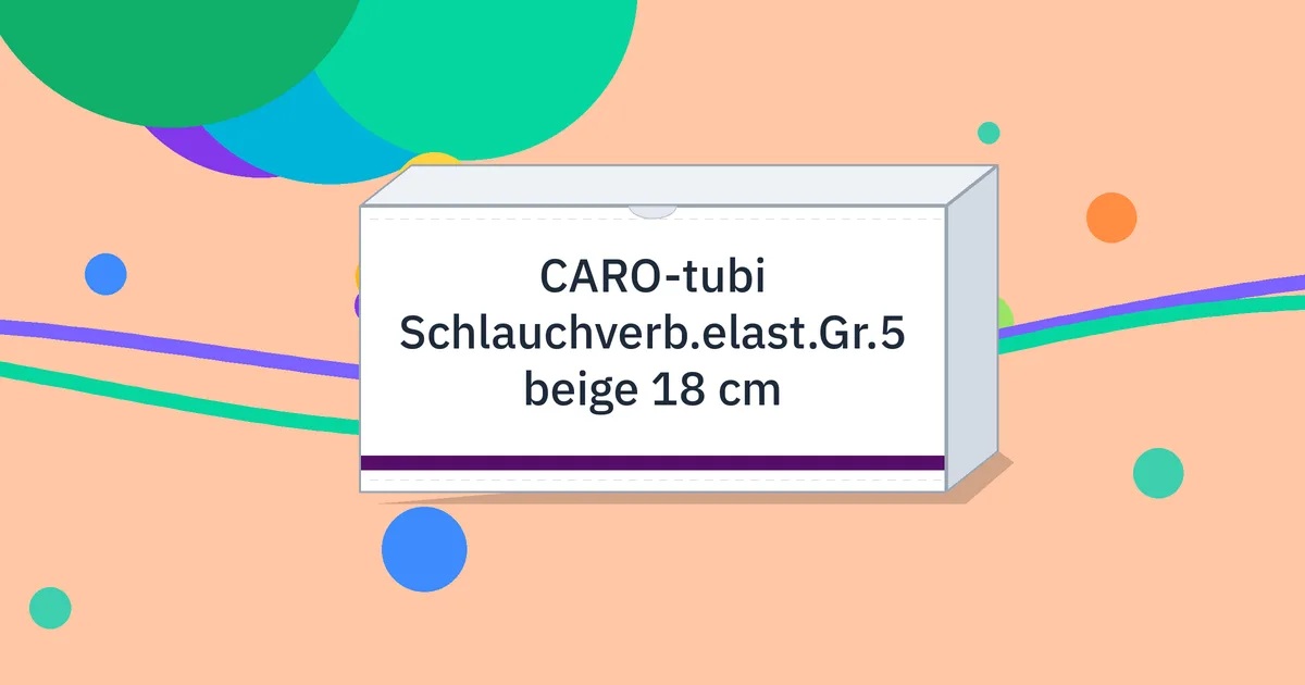 Symbolbild: Packung mit der Aufschrift CARO-tubi Schlauchverb.elast.Gr.5 beige 18 cm (PZN 11670809) – Verfügbarkeit und Bezug in Apotheken in Frankfurt am Main