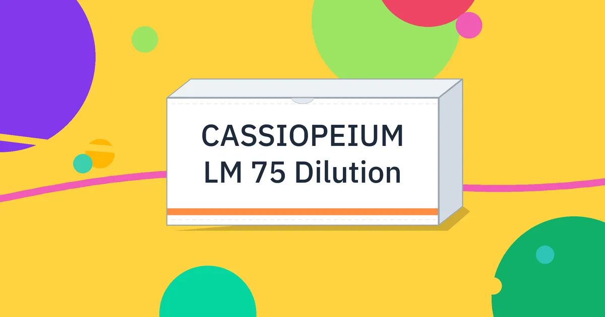 Symbolbild: Packung mit der Aufschrift CASSIOPEIUM LM 75 Dilution (PZN 13434125) – Verfügbarkeit und Bezug in Apotheken in Frankfurt am Main