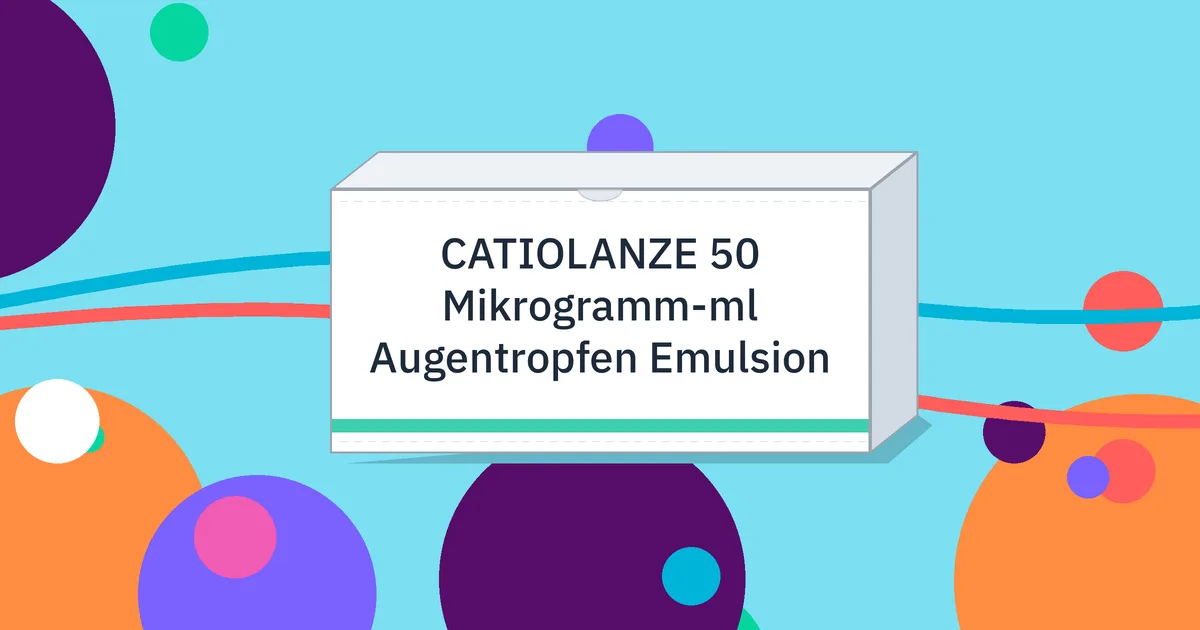 Symbolbild: Packung mit der Aufschrift CATIOLANZE 50 Mikrogramm-ml Augentropfen Emulsion (PZN 19225948) – Verfügbarkeit und Bezug in Apotheken in Frankfurt am Main